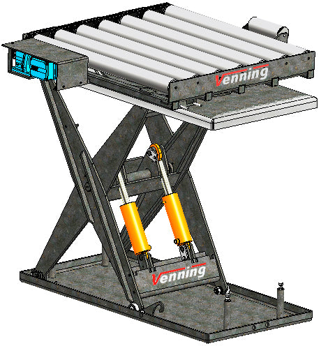 Løftebord med rullebane og drej – Venning Maskinfabrik